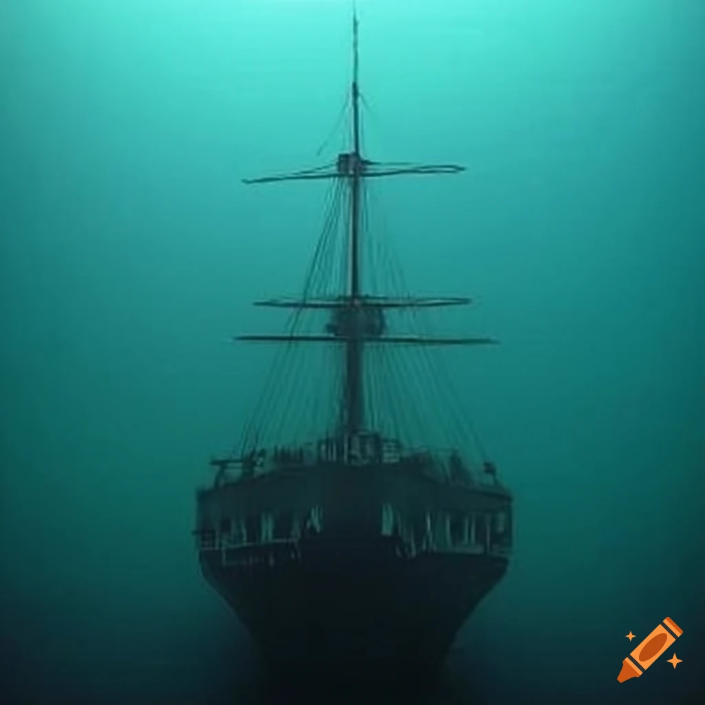 Phantom ship in the dark sea on Craiyon