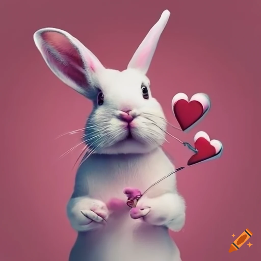 Rabbit valentine's day illustration on Craiyon