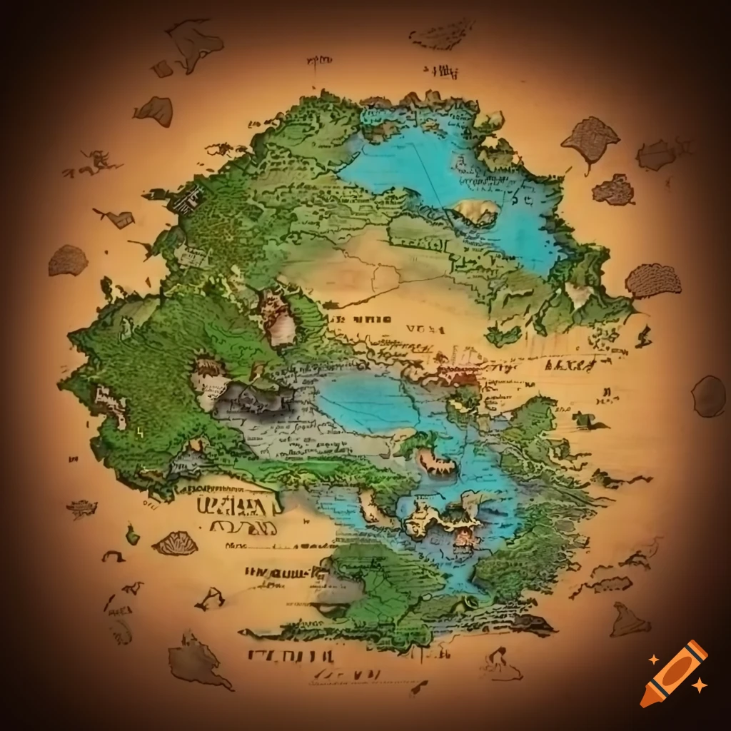 Fantasy world map on Craiyon