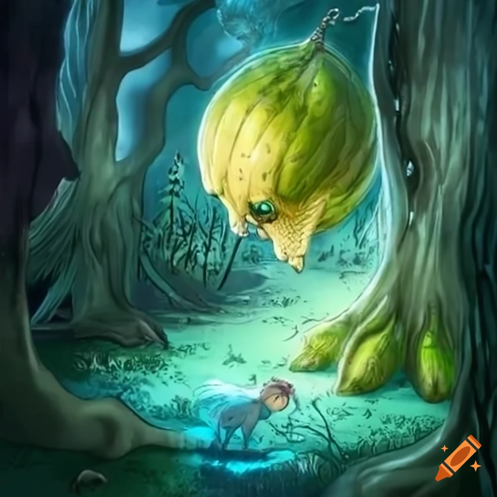 Mythical creatures and mutant omega mart lemon fruit monster in a ...