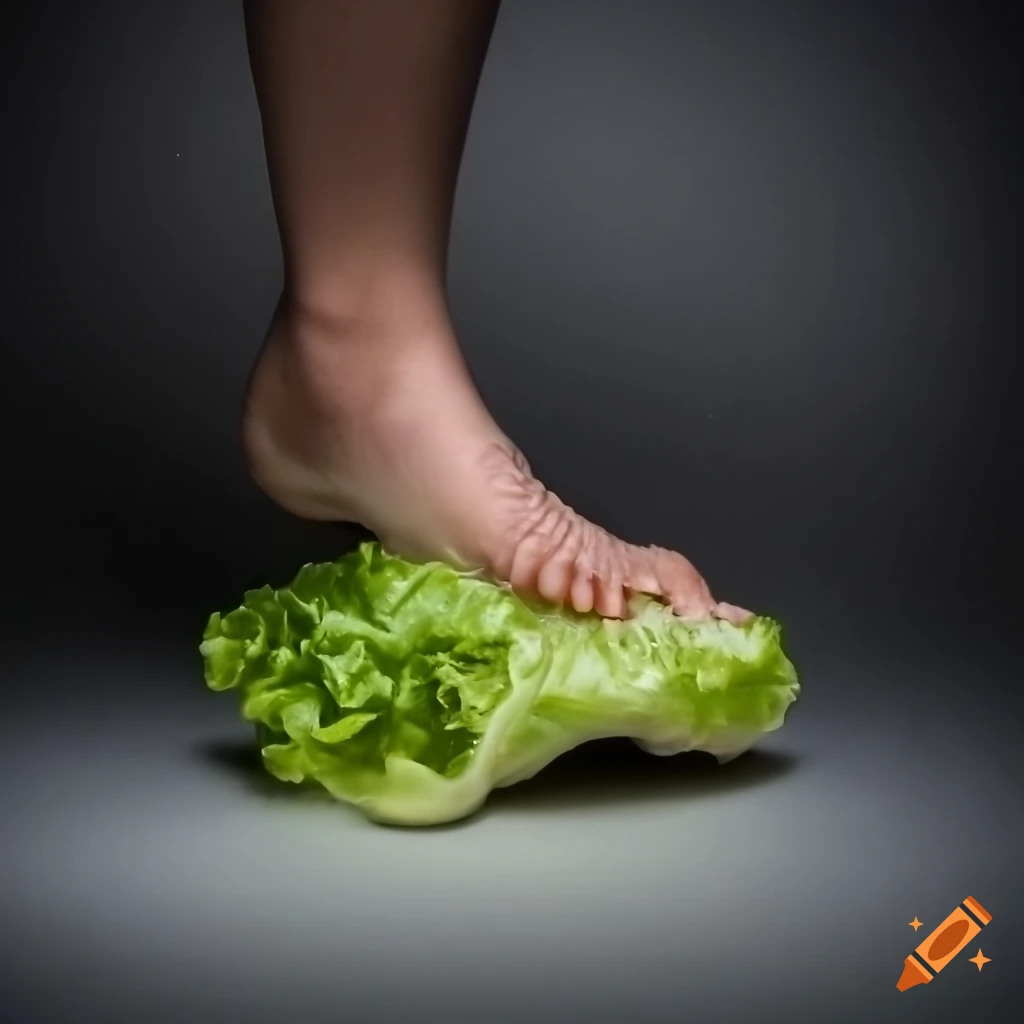 Lettuce leaves arranged to resemble feet on Craiyon