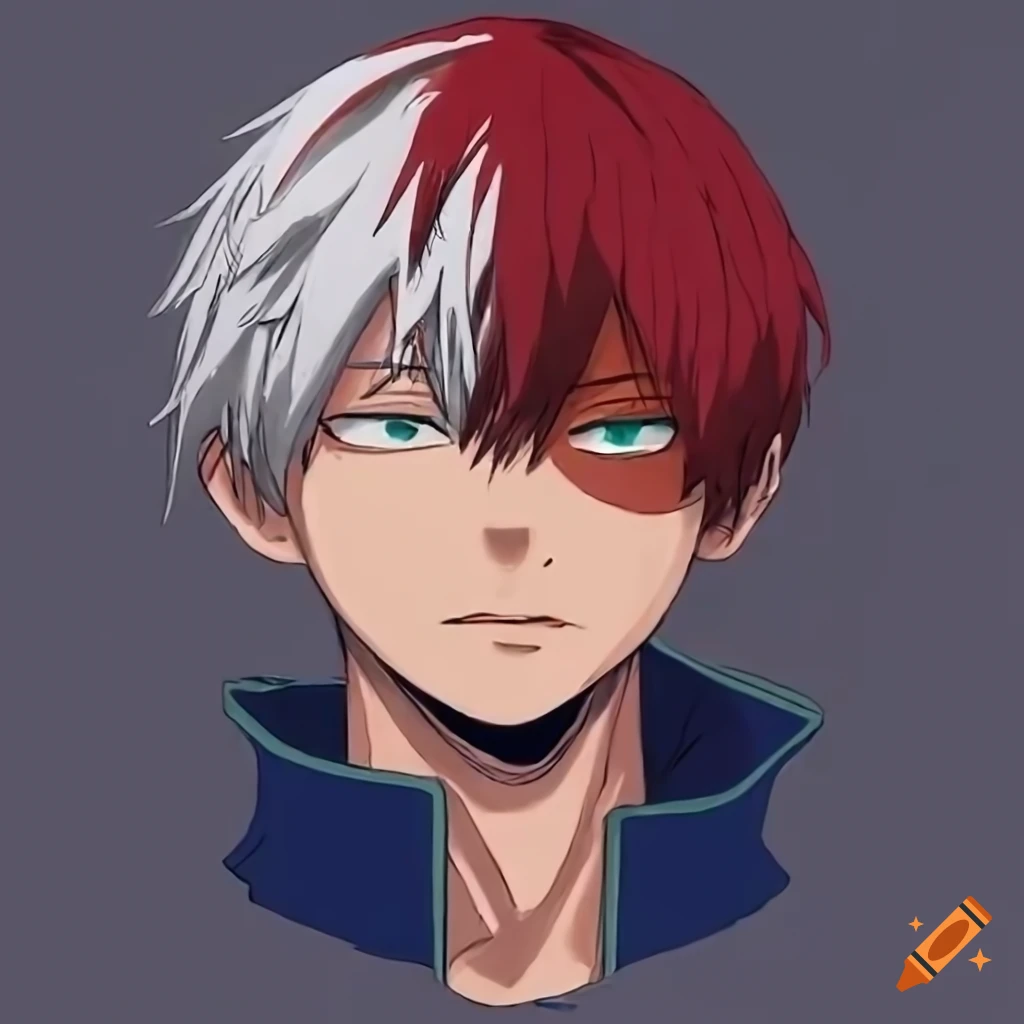 Shoto todoroki with neutral expression facing forward on Craiyon