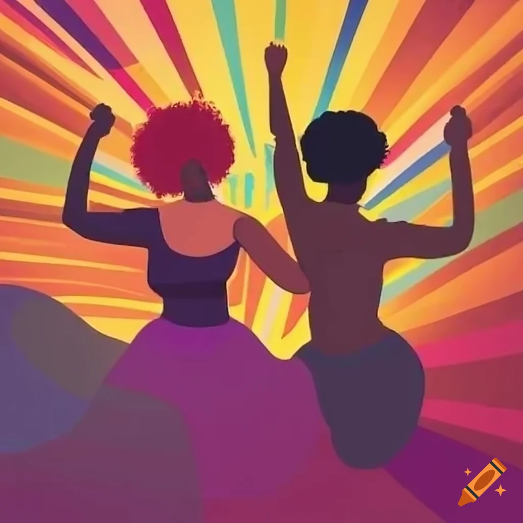 Colorful crowd of Afro Latinos dancing at a music festival on Craiyon