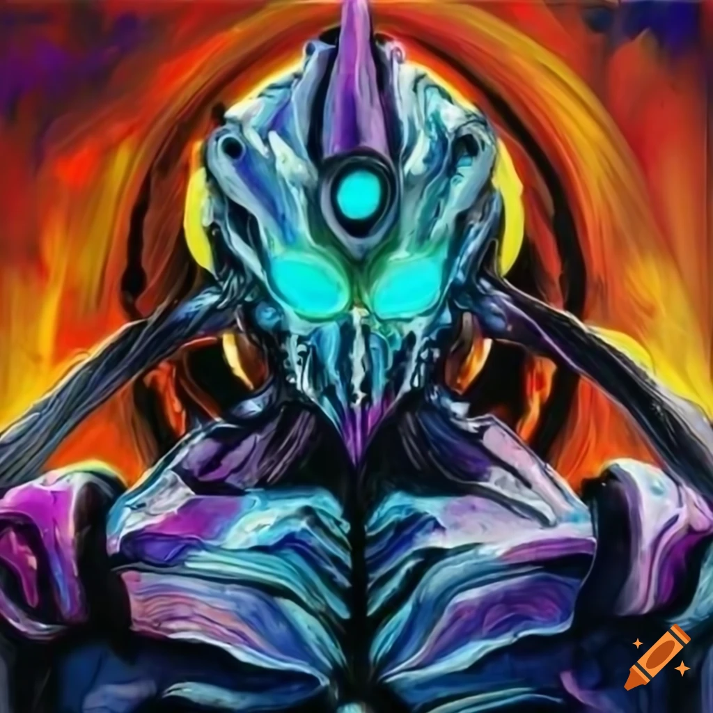 Abstract painting of boros or guyver character on Craiyon