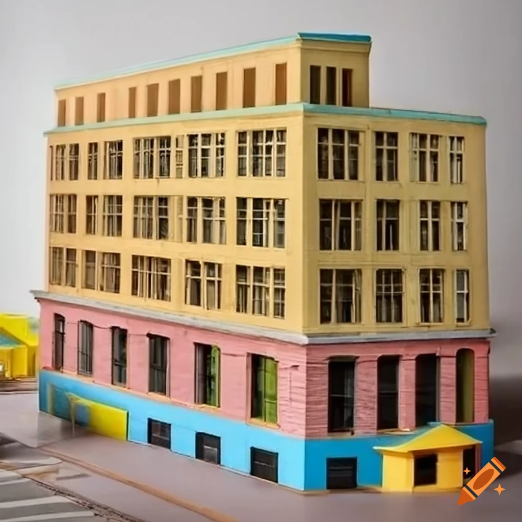 Downtown office buildings made from bright playdough on Craiyon