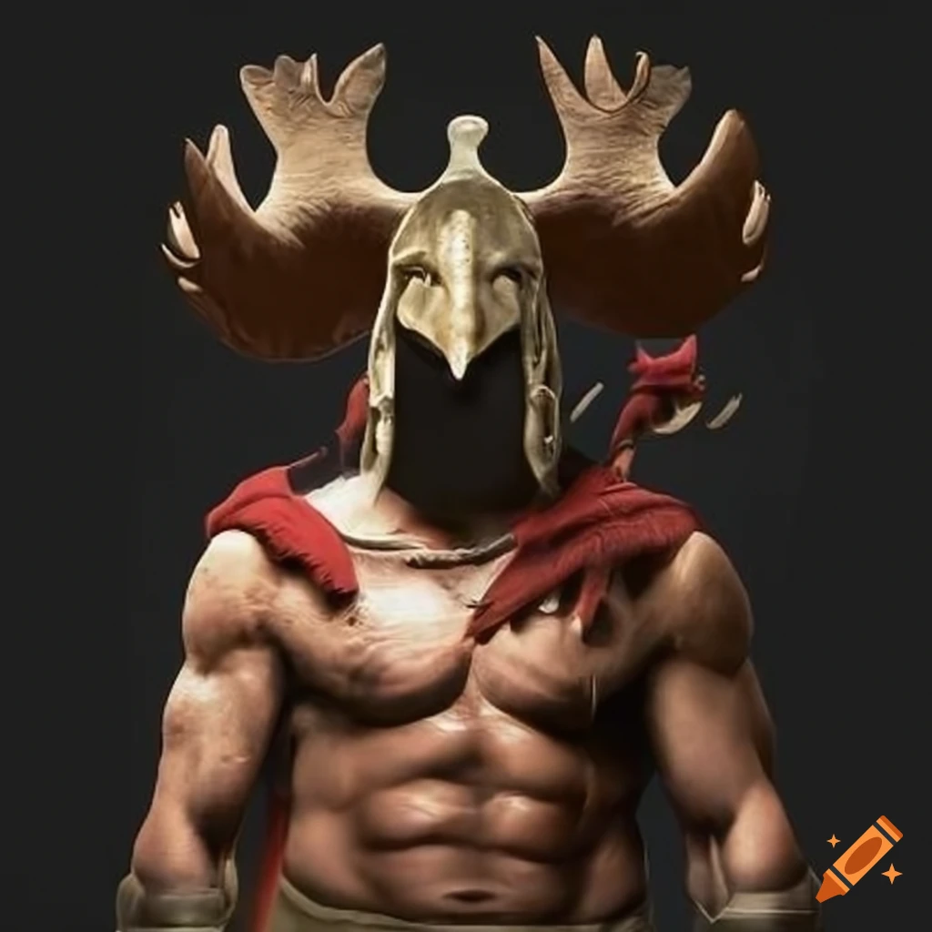 Moose dressed as a spartan warrior on Craiyon