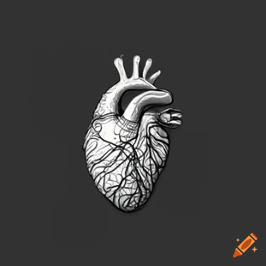 Kintsugi anatomically accurate heart in white and gold on Craiyon