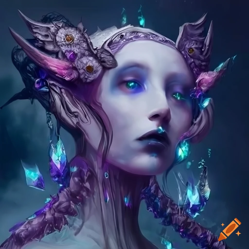 Mystical creature with crystalline skin in a dreamy, luminous fantasy ...