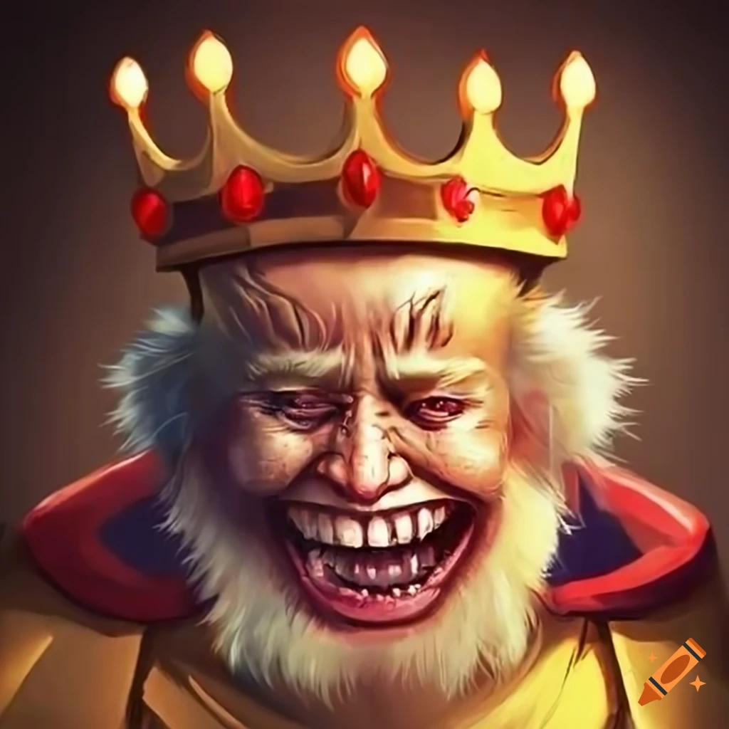Laughing king character illustration on Craiyon
