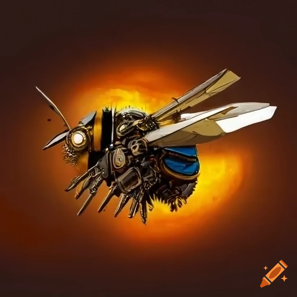 Steampunk bumblebee flying through the galaxy on Craiyon