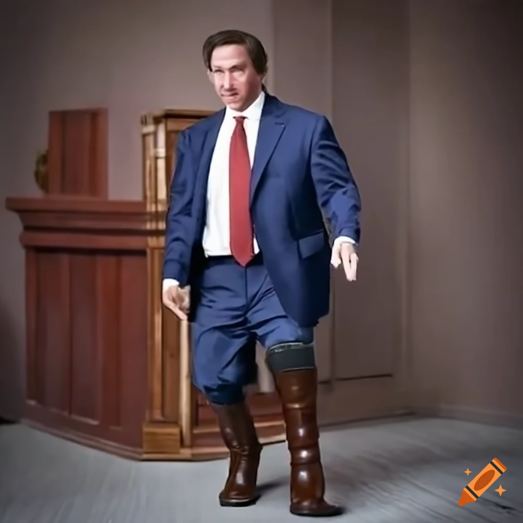Florida Governor Ron DeSantis in a modern ensemble and knee-high boots ...