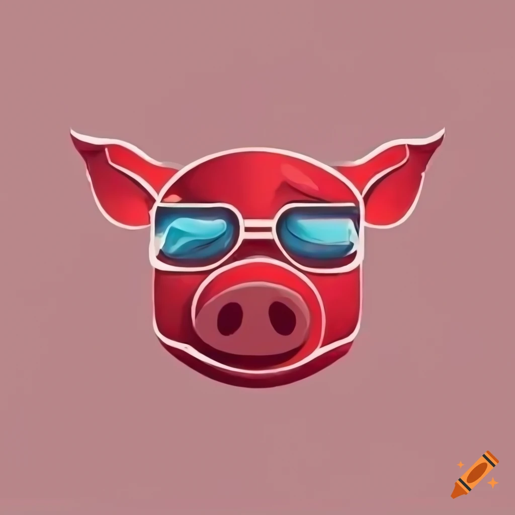 Red logo of cool pig on Craiyon
