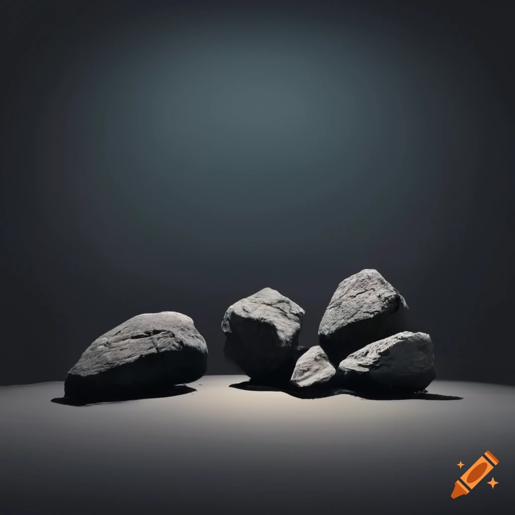 Stage with large black rocks on Craiyon