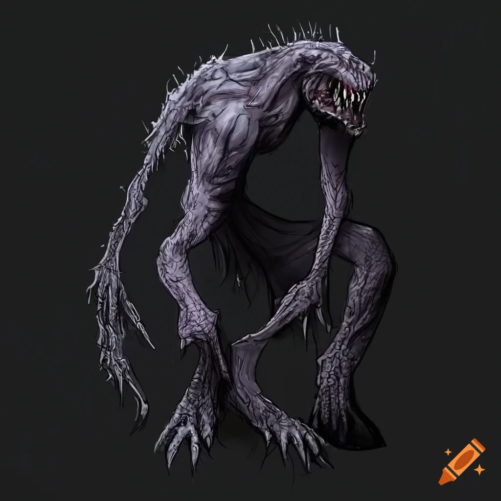 Nightmare monster full body sketch on Craiyon