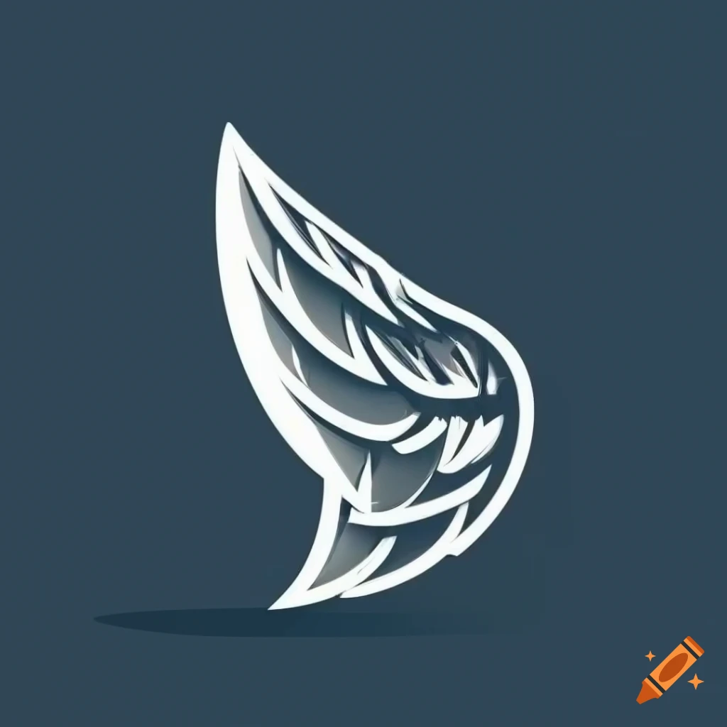 Side profile of a single angel wing in simple bold lines on Craiyon