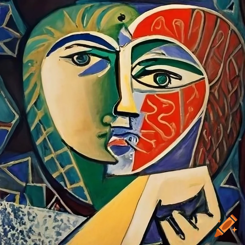 Pablo Picasso art deco depicting love on Craiyon