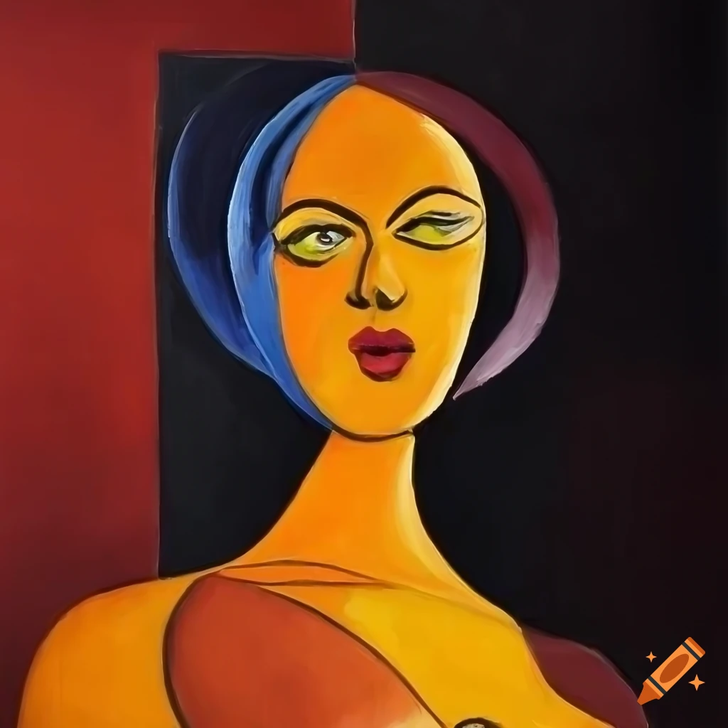 Cubism surrealist minimalist painting of a happy woman, picasso style ...