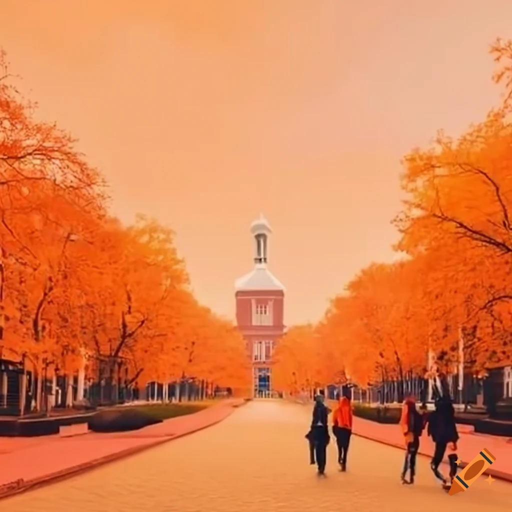 Diverse and bustling university campus with unique architecture and ...