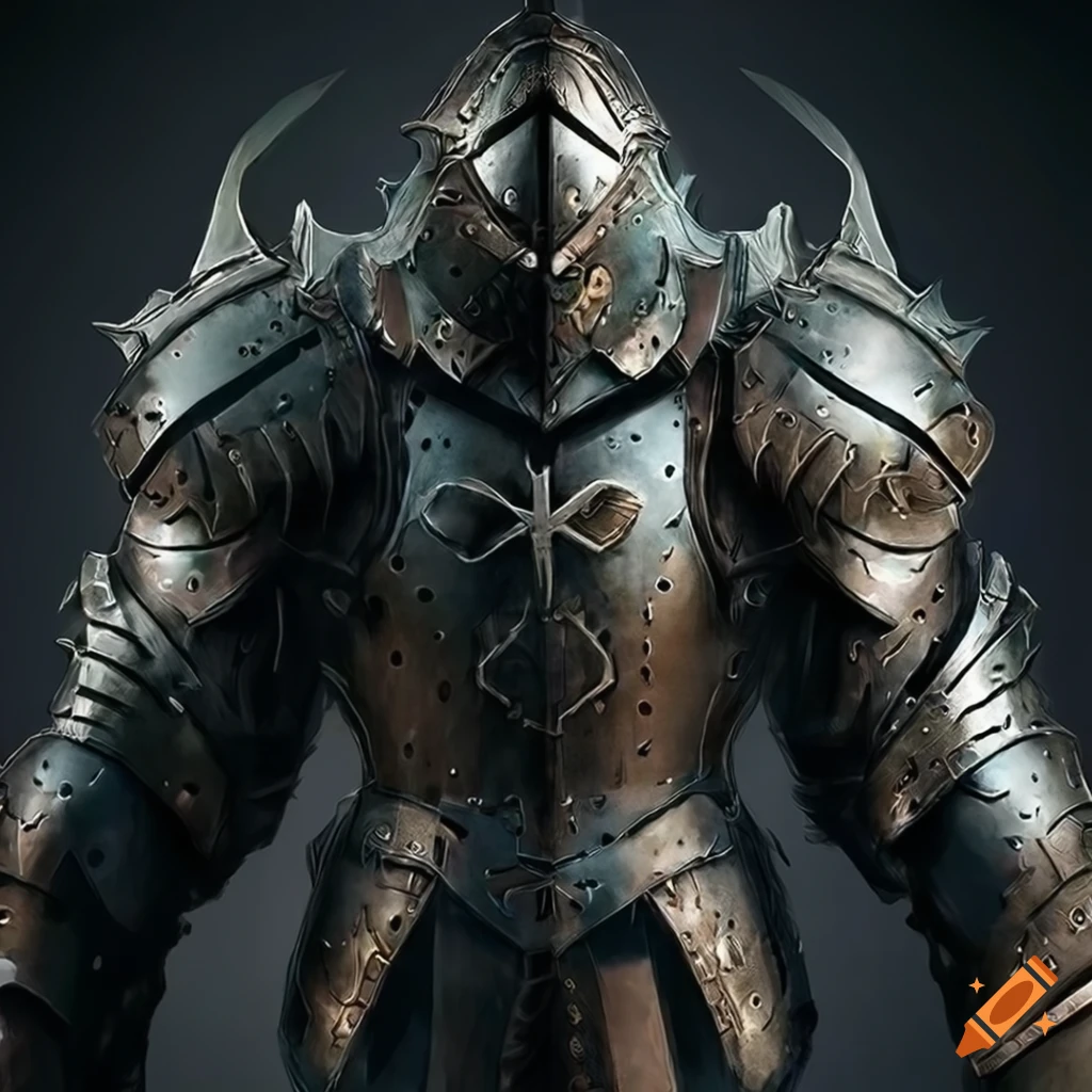 Intricate and detailed fantasy metal armor design from multiple angles ...