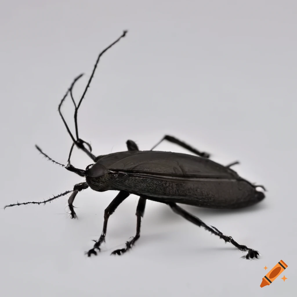 Strange black bug on a white background on Craiyon