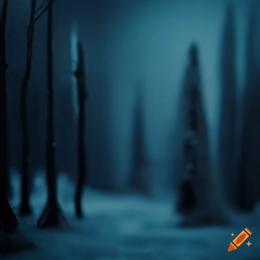 Needle felt forest with a white yeti walking in snowfall, sci-fi tv ...