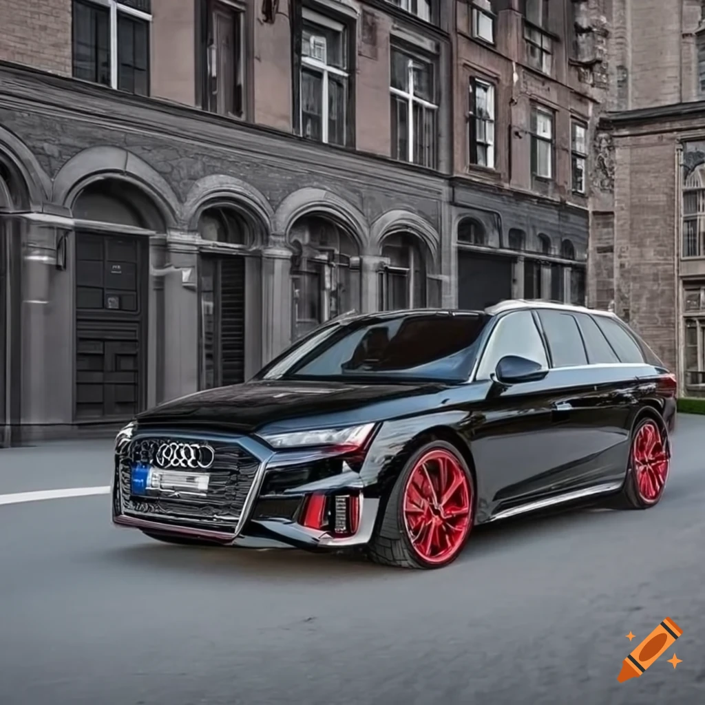 Black audi a4 avant 2021 with red wheels on Craiyon