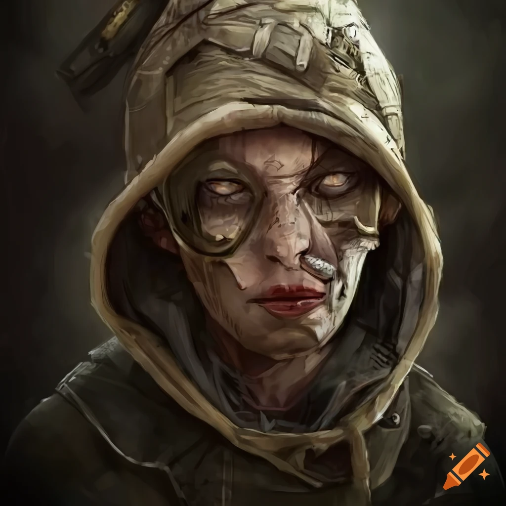 Portrait of a post-apocalyptic character on Craiyon