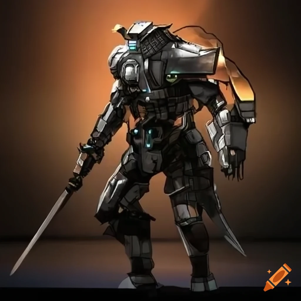 Robot sword fighter on Craiyon