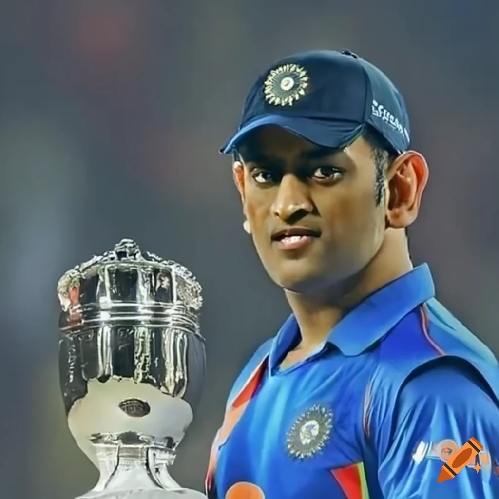 Ms dhoni celebrating victory at the 2023 world cup on Craiyon