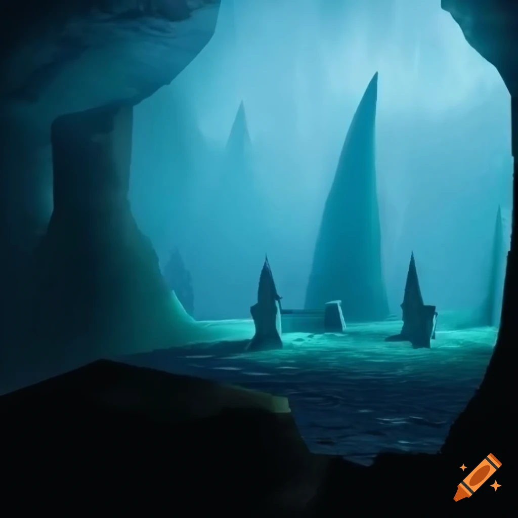 Super mario 64 dark dark cave level landscape on Craiyon