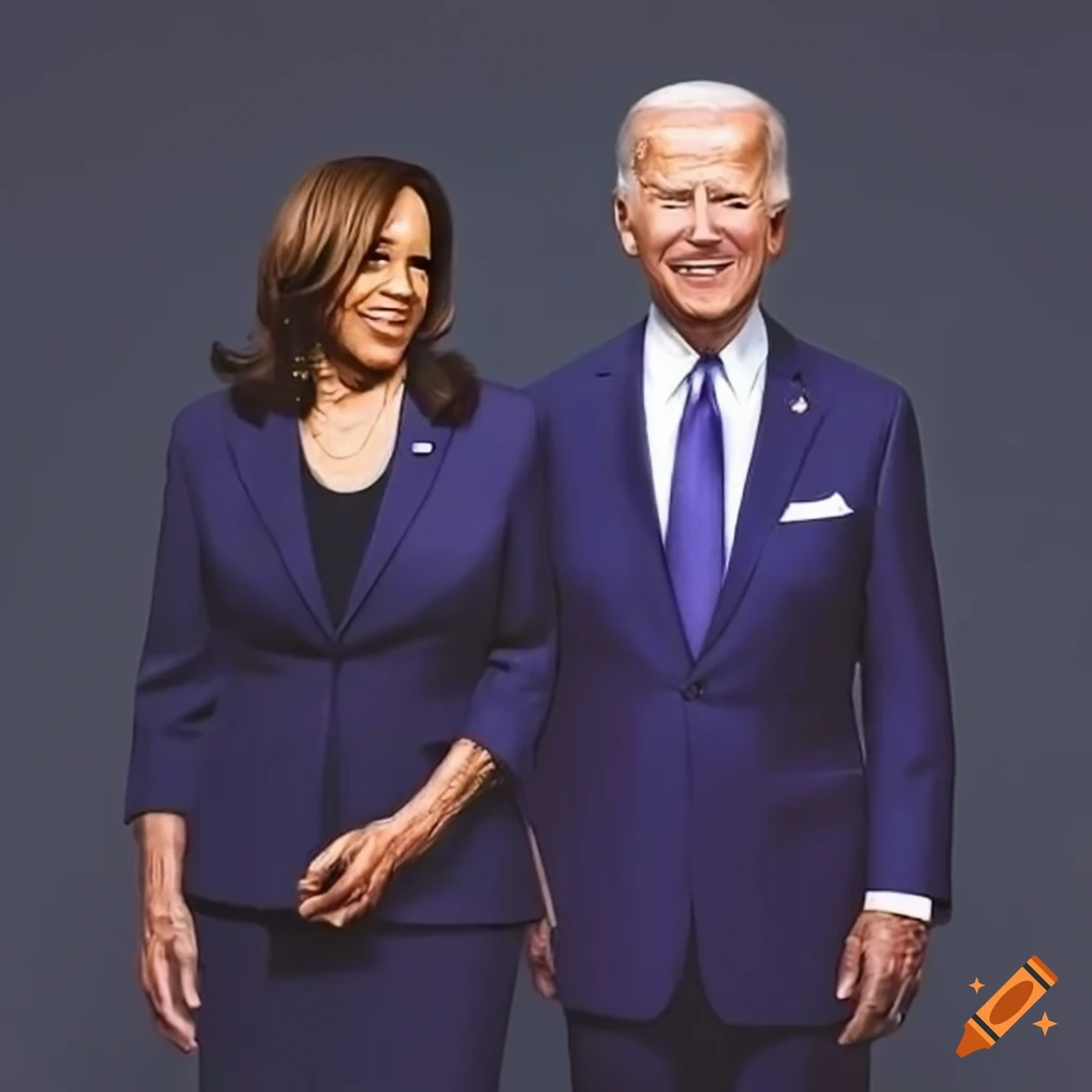 U.S. President Joe Biden and Vice President Kamala Harris posing for a ...