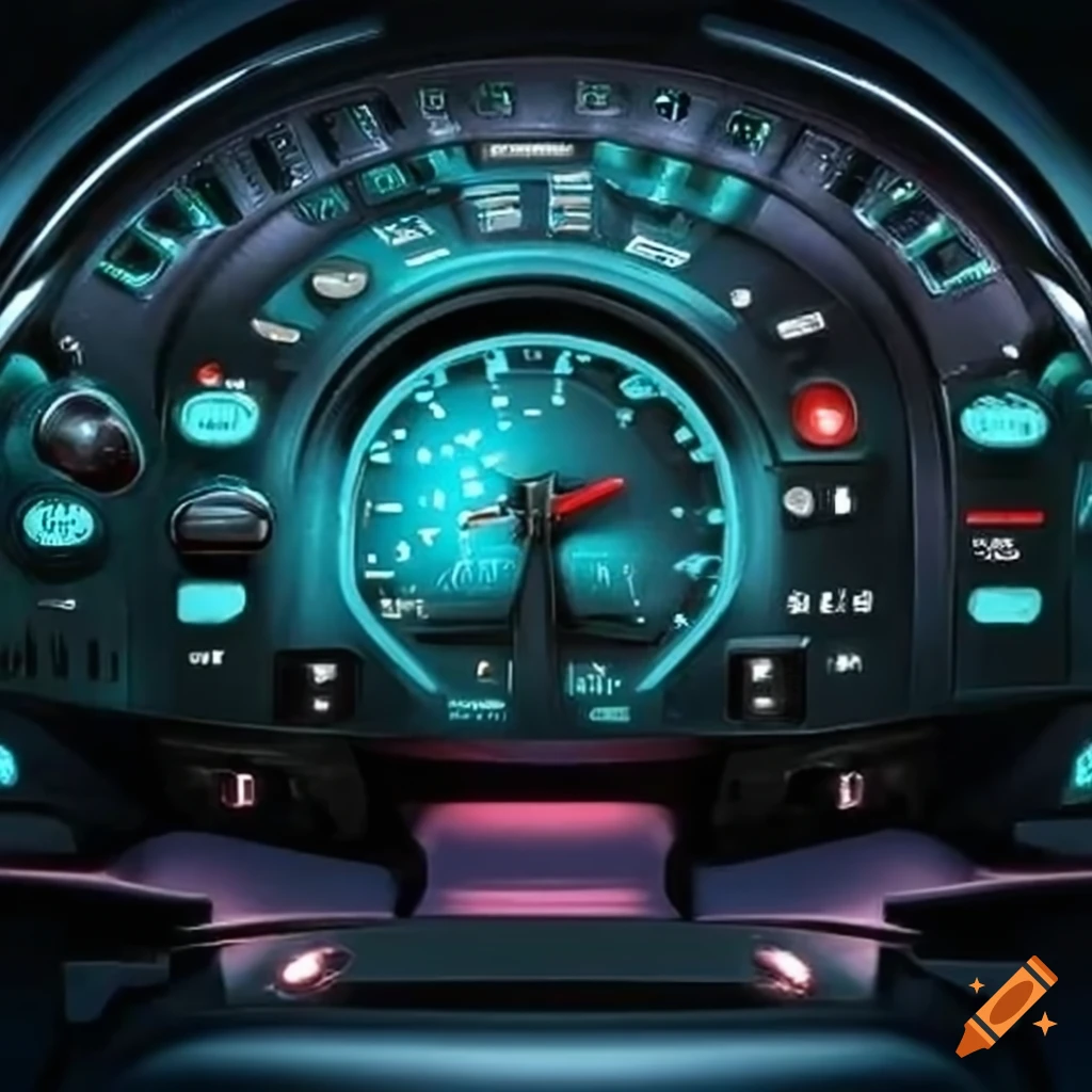 Alien spaceship dashboard controls on Craiyon