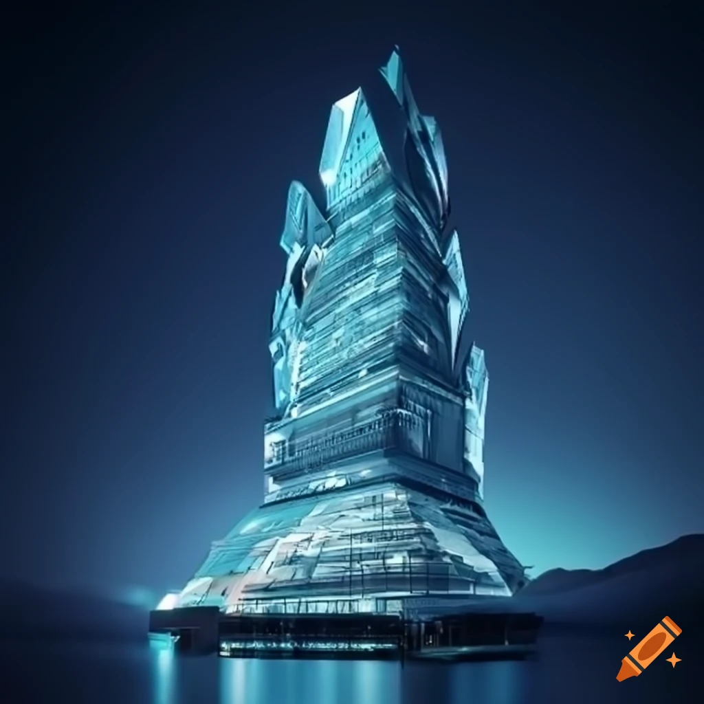 Detailed futuristic building on Craiyon