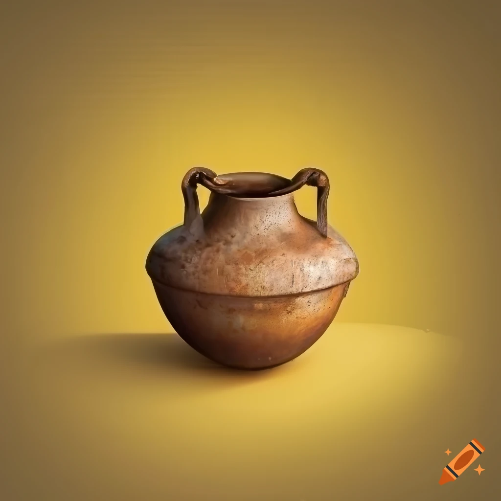 Old rusty vase on yellow background on Craiyon
