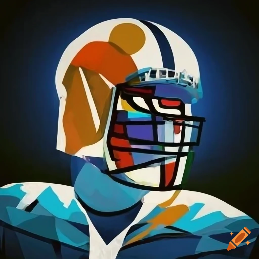 Abstract cubist american football player in high definition m1970 retro ...