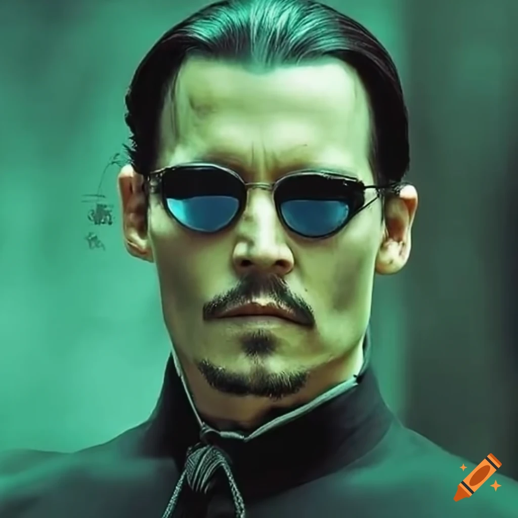 Johnny depp in a action scene from a movie on Craiyon