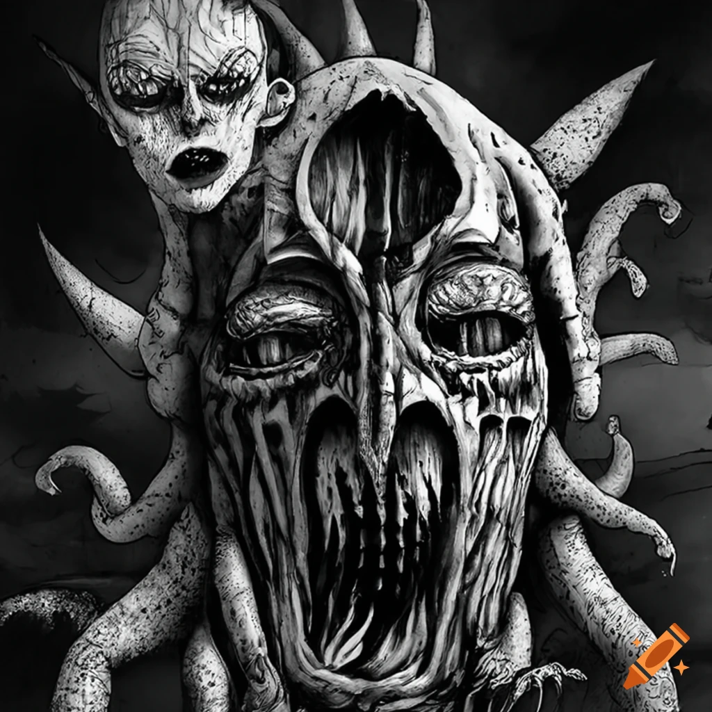 Surrealist bizarre grotesque joker with unique motifs and textures on ...