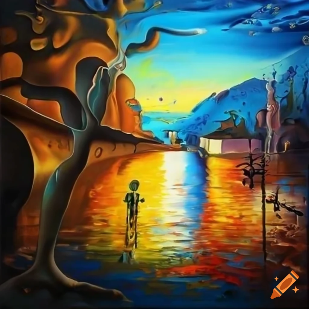 High quality detailed landscape oil painting by salvador dalí on Craiyon
