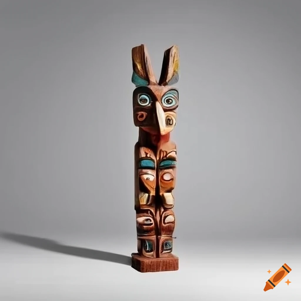 Contemporary art totem pole sculpture with animals on Craiyon