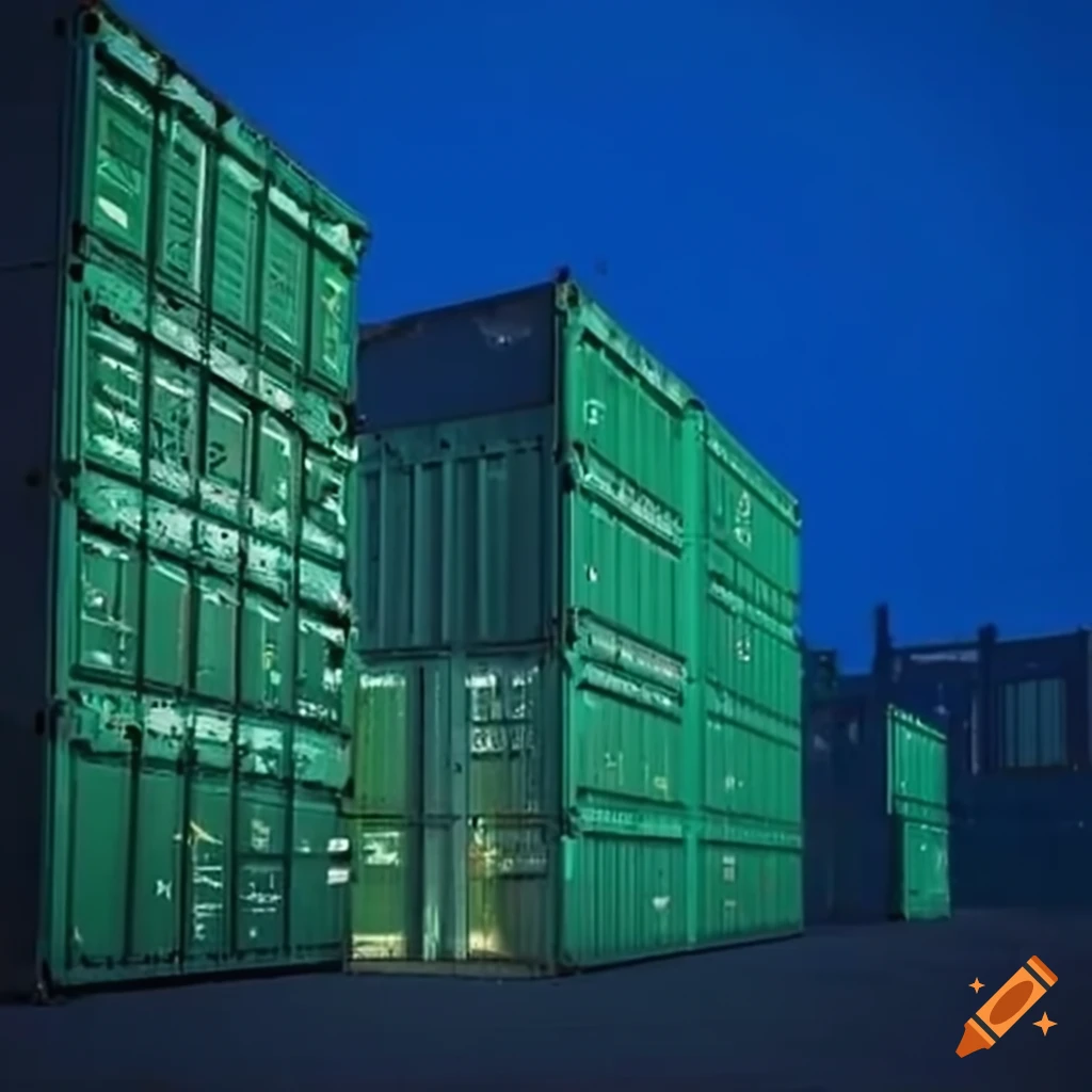 Neatly stacked rows of 40 feet shipping containers in a container yard ...