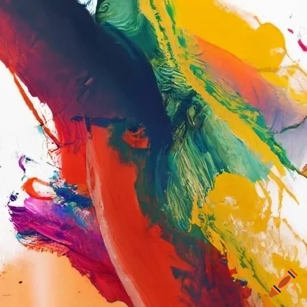 Abstract painting with muted primary colors and brush strokes on Craiyon