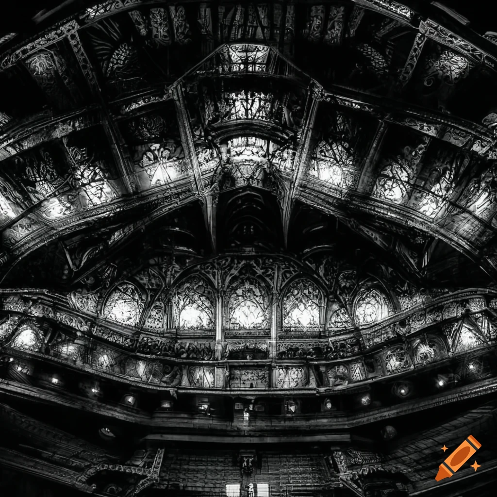 Intricate and hauntingly beautiful gothic-style sports stadium with ...