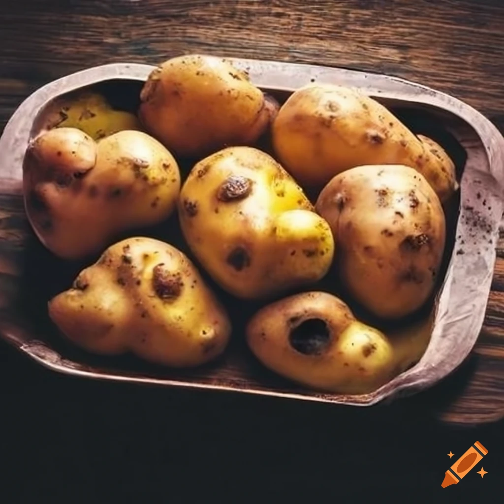 Tray of potatoes on Craiyon