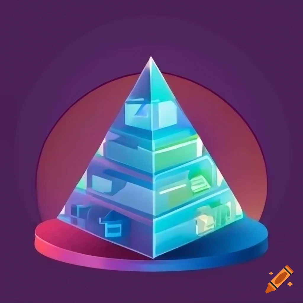 Maslow's pyramid with glassmorphism style icons on Craiyon