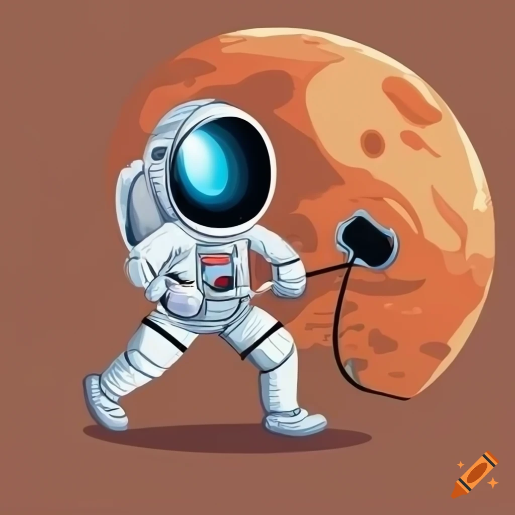 Cartoon astronaut exploring Mars in a cool vectorized style on Craiyon