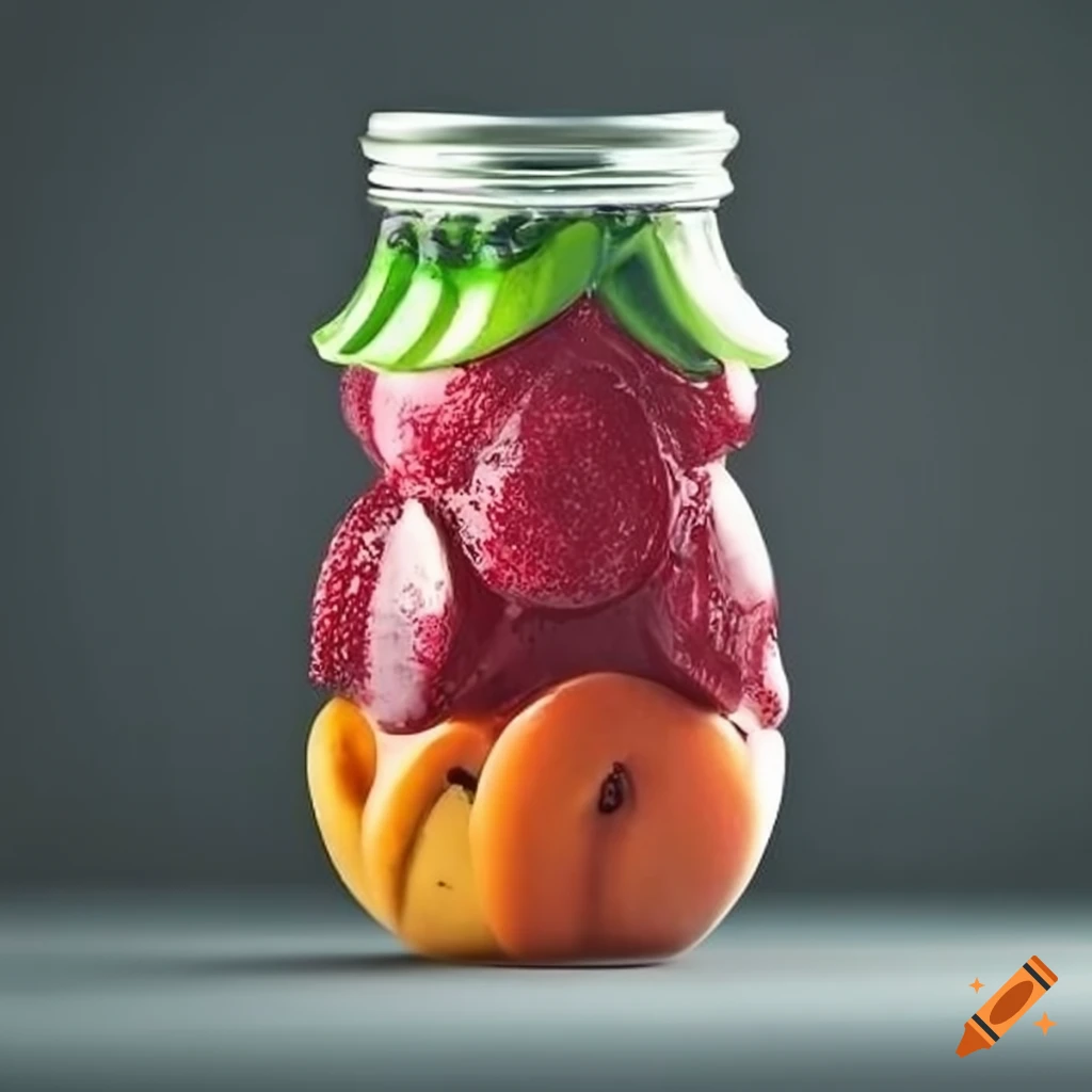 Jam jars shaped like fruits on Craiyon