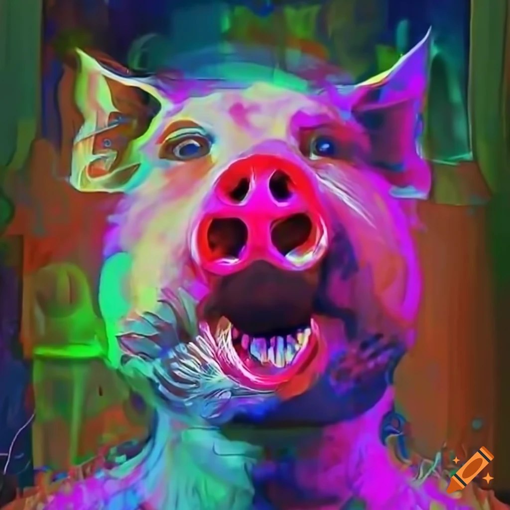 Talking pig counting cryptocurrency on Craiyon