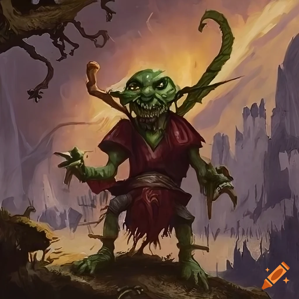 Goblin searching for the holy grail in mtg art on Craiyon