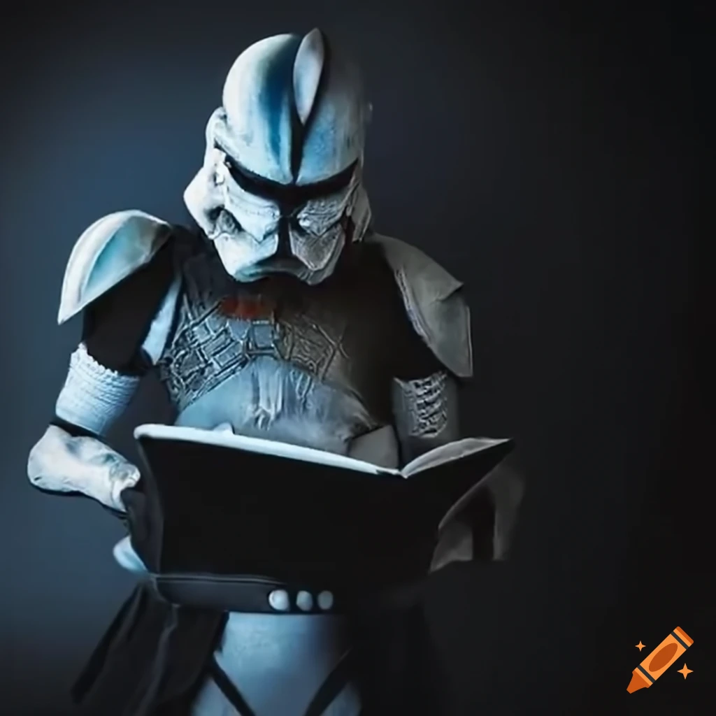 Captain rex reading a book on Craiyon