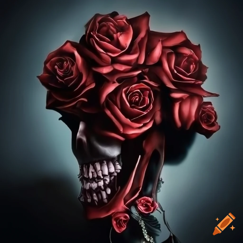 Gothic style skeleton with roses on Craiyon